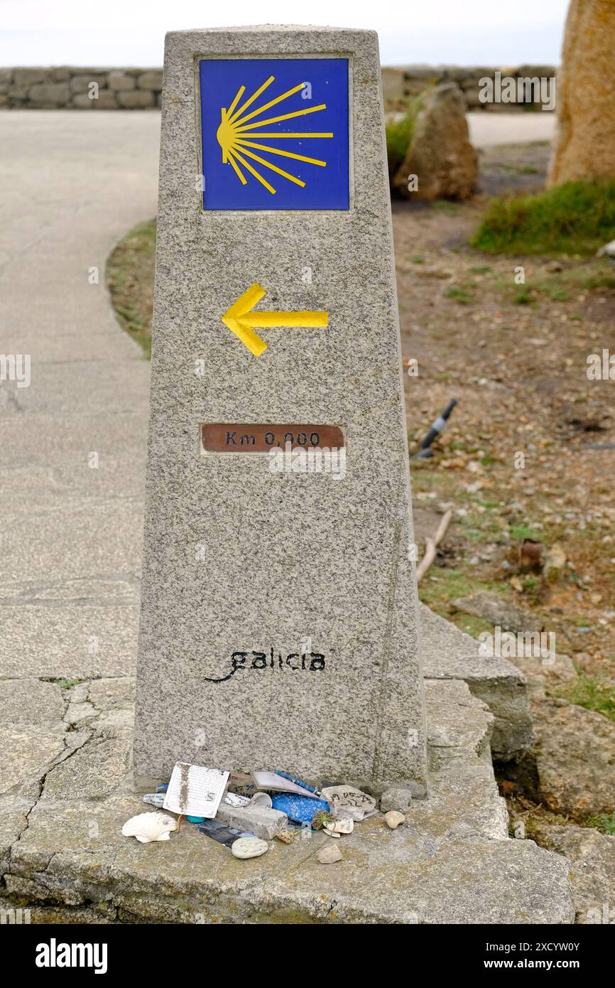 Waymarkers for the Camino de Fisterra Stock Photo - Alamy