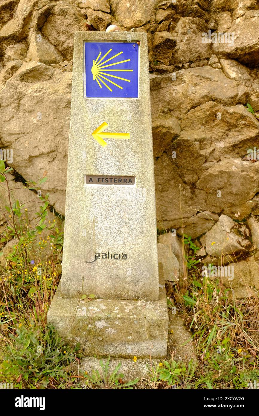Waymarkers for the Camino de Fisterra Stock Photo - Alamy