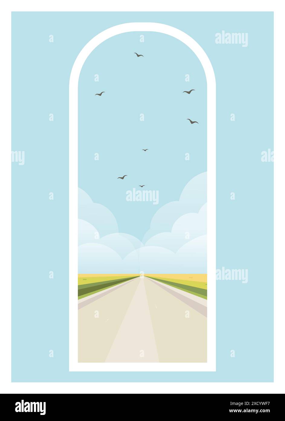 Countryside road rural landscape scene view. Vector Spain region view ...