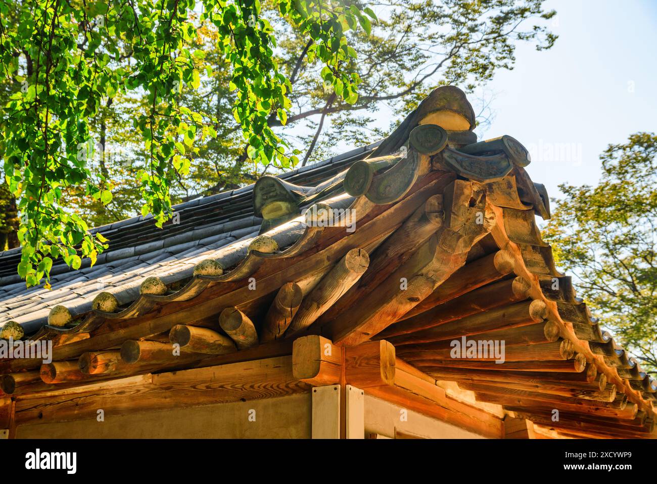 Detail of traditional Korean roof. Black tile roof Stock Photo - Alamy