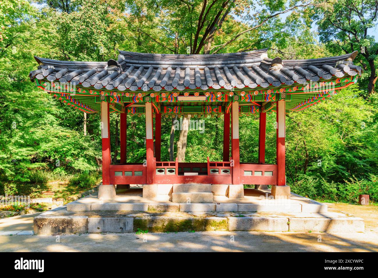 Awesome view of colorful pavilion in Huwon Secret Garden of ...