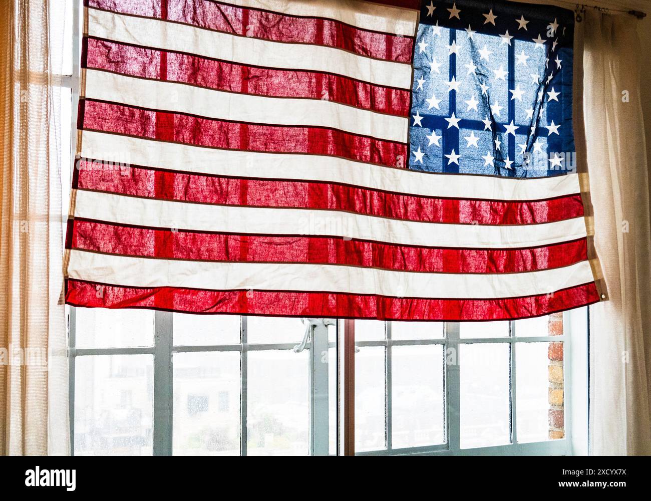 American Flag Displayed on Flag Day in a New York City apartment, USA ...