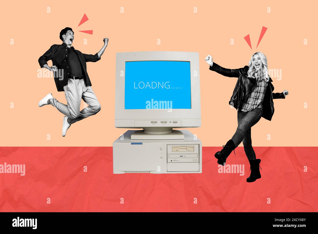 Trend artwork composite sketch image collage of retro computer monitor ...