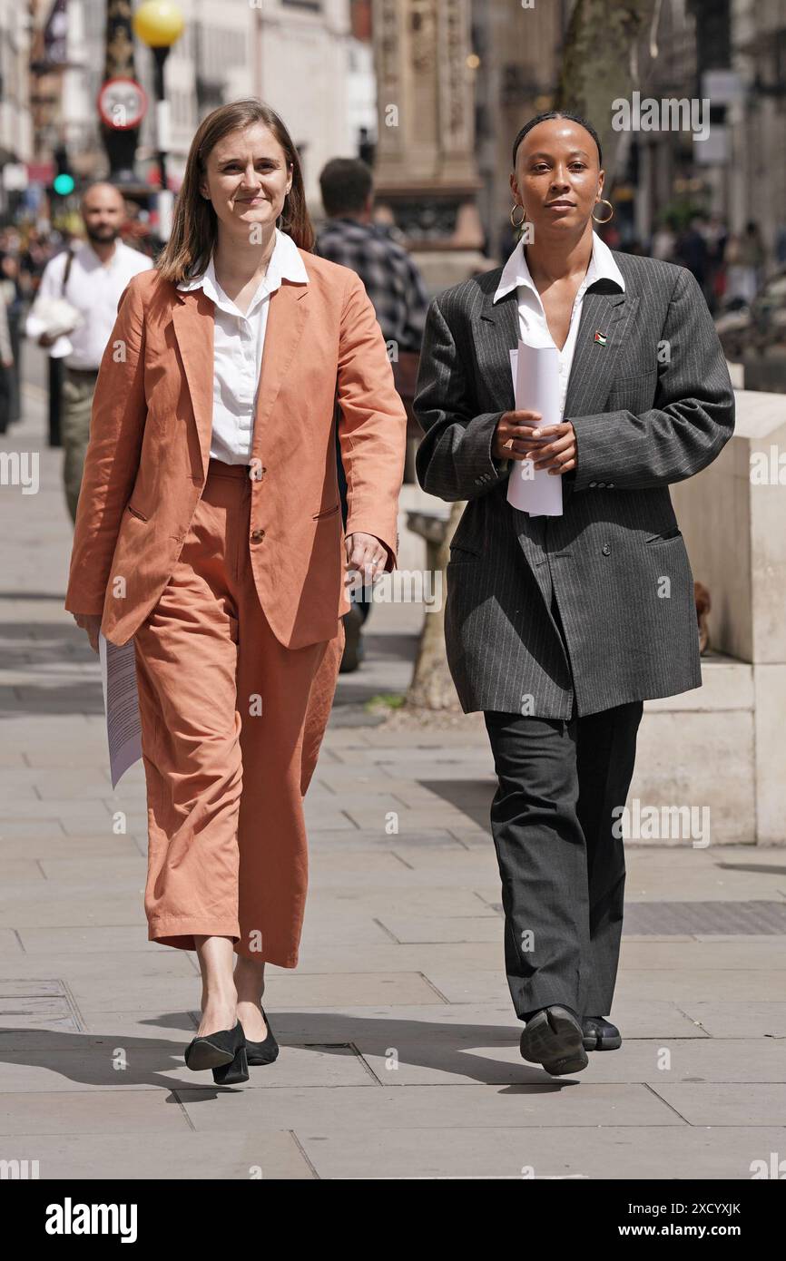 Ella Janneh (right) outside the Royal Courts of Justice in London ...
