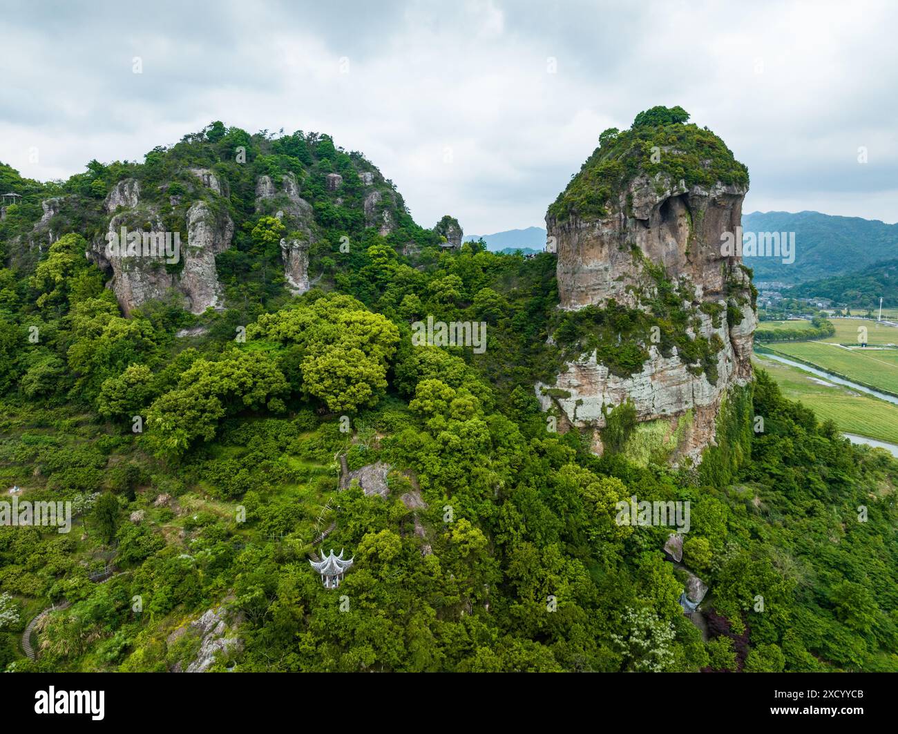 TAIZHOU, CHINA - MAY 3, 2024 - The Taojiang River divides the fields ...