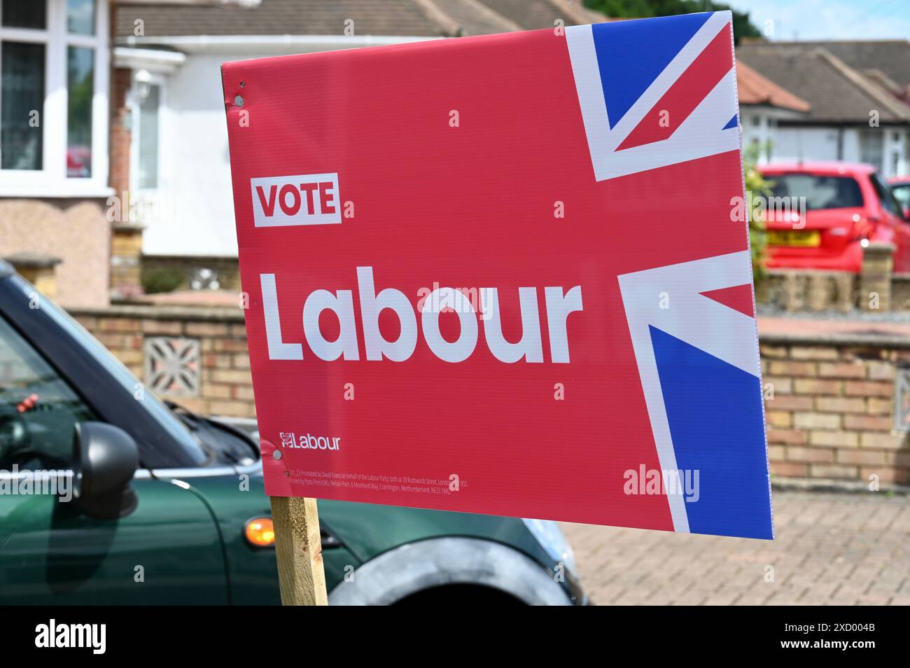 Vote Labour Placard in preparation for the General Election on 4th July ...