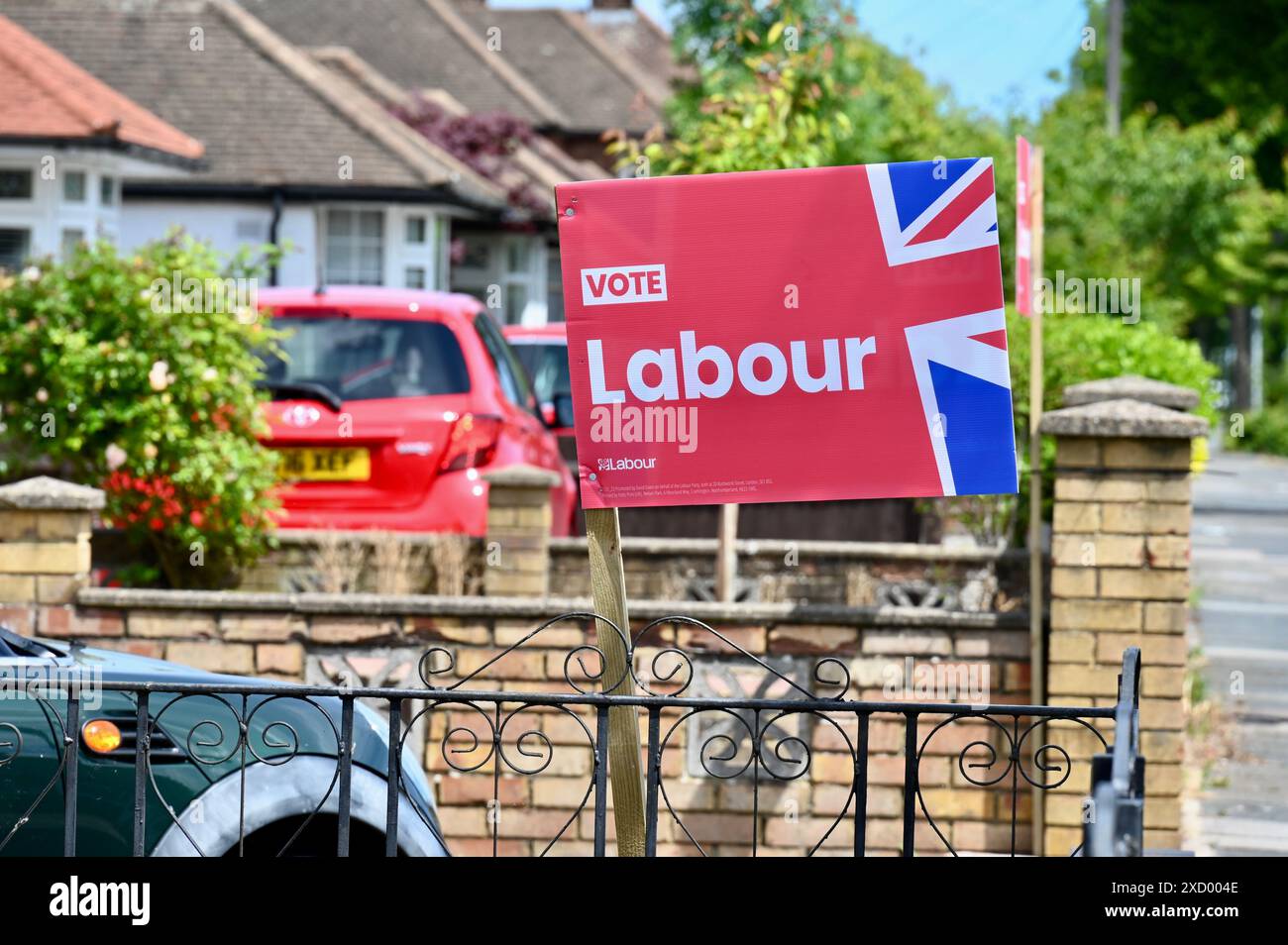 Vote Labour Placard in preparation for the General Election on 4th July ...