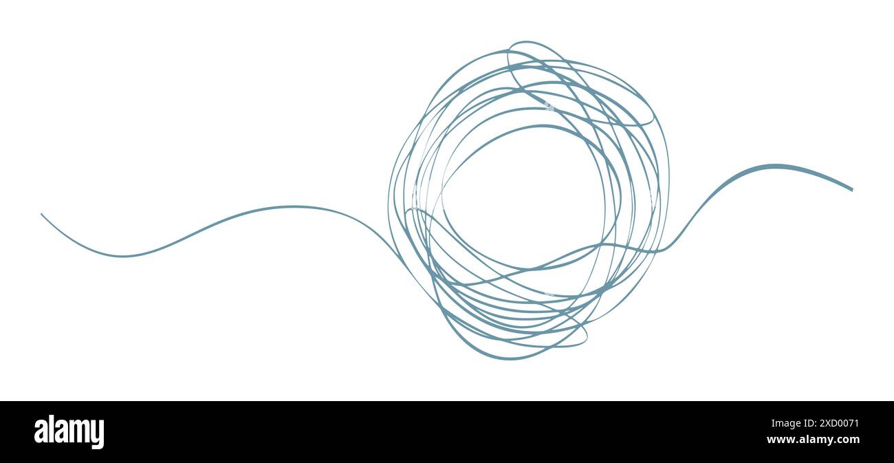 Circle frame continuous line drawing, round hand drawn with thin line ...