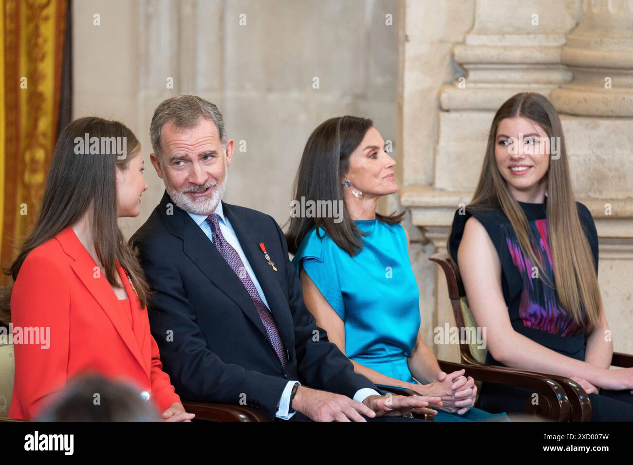 (L-R) Princess Leonor, King Felipe VI, Queen Letizia and Infanta Sofia during the presentation ...