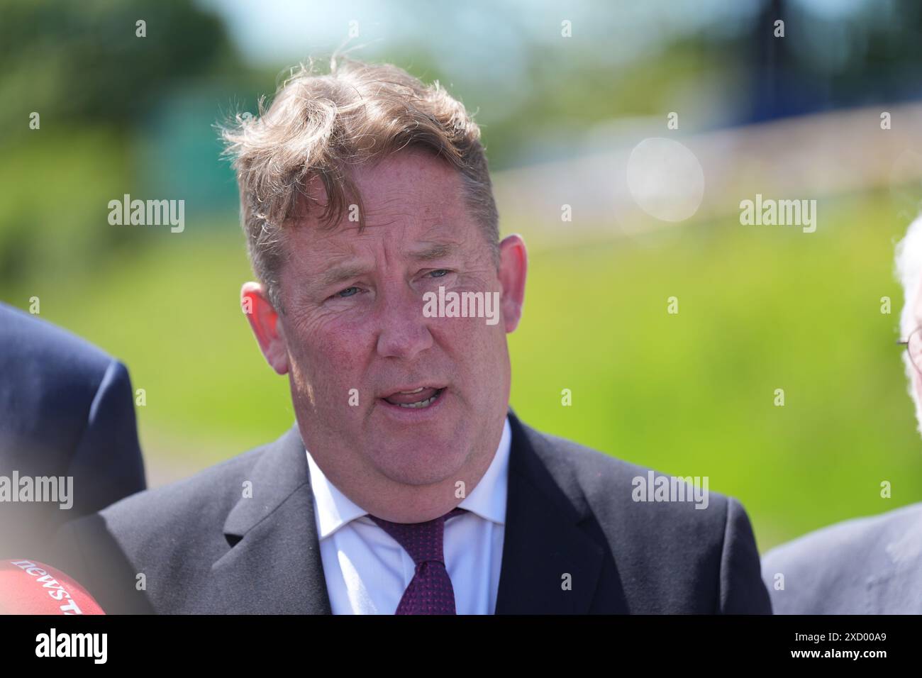 Irish Housing Minister Darragh O'Brien speaks to the media at an event ...