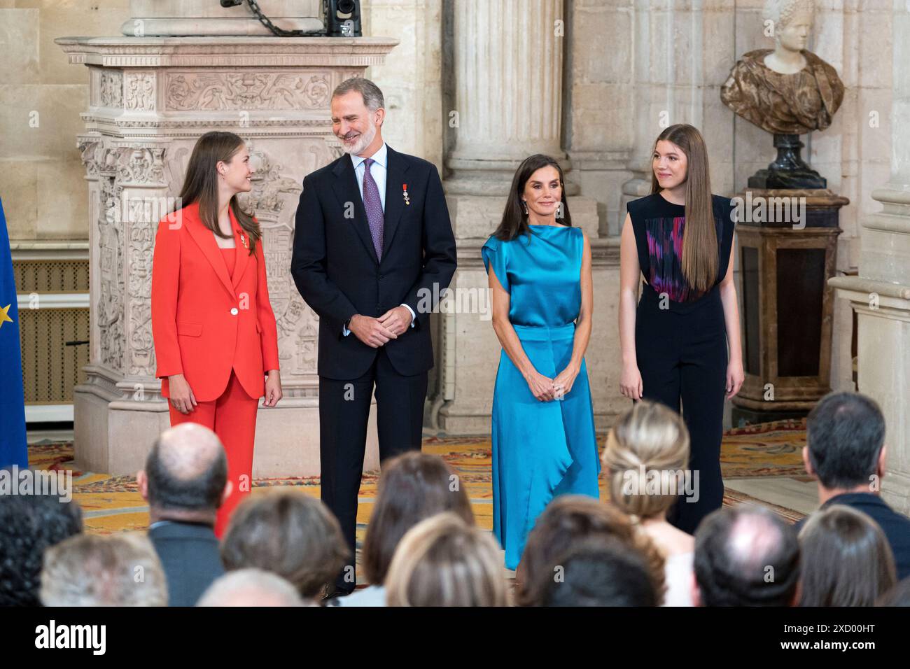 (L-R) Princess Leonor, King Felipe VI, Queen Letizia and Infanta Sofia during the presentation ...