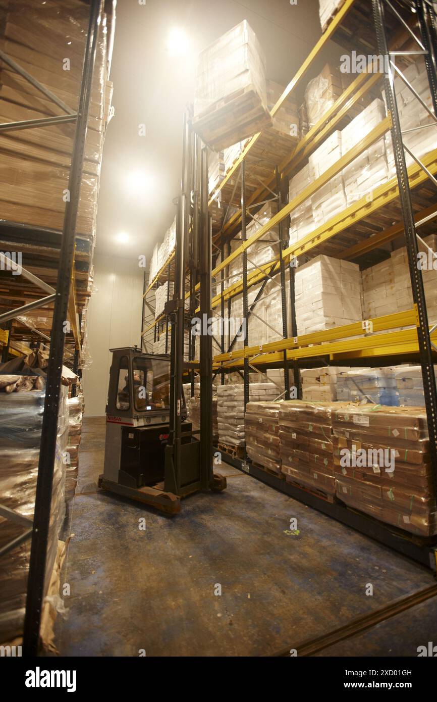 Cold-storage room, refrigerated and frozen salt cod distribution Stock ...