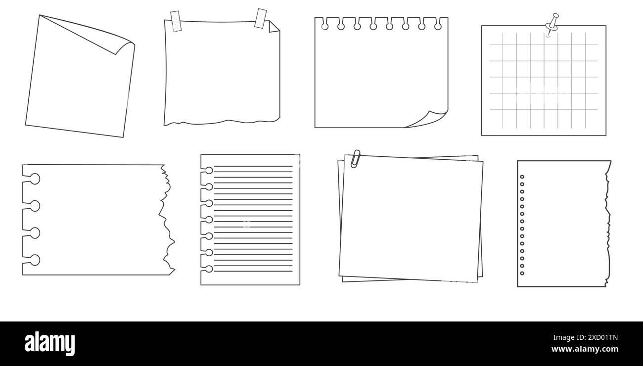 Memo sticky note reminder sheet paper. Doodle paper frame, check list ...