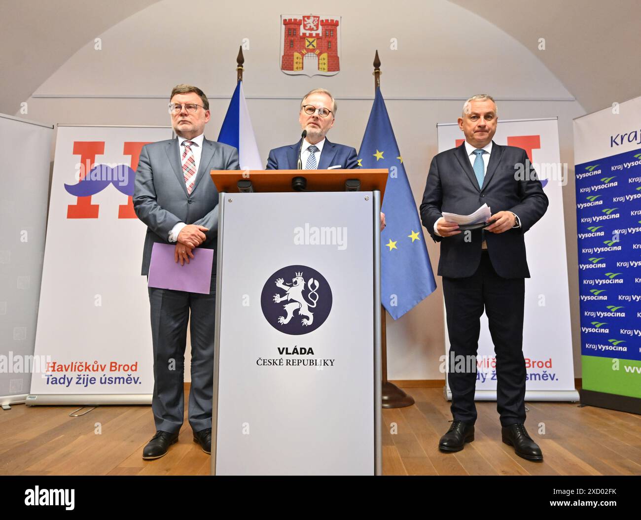 Finance Minister Zbynek Stanjura (from left), Prime Minister Petr Fiala ...