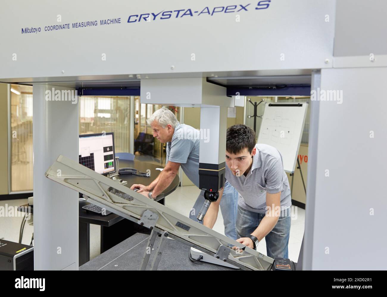 The SAT team calibrating three-dimensional machine. Calibration of CMM ...