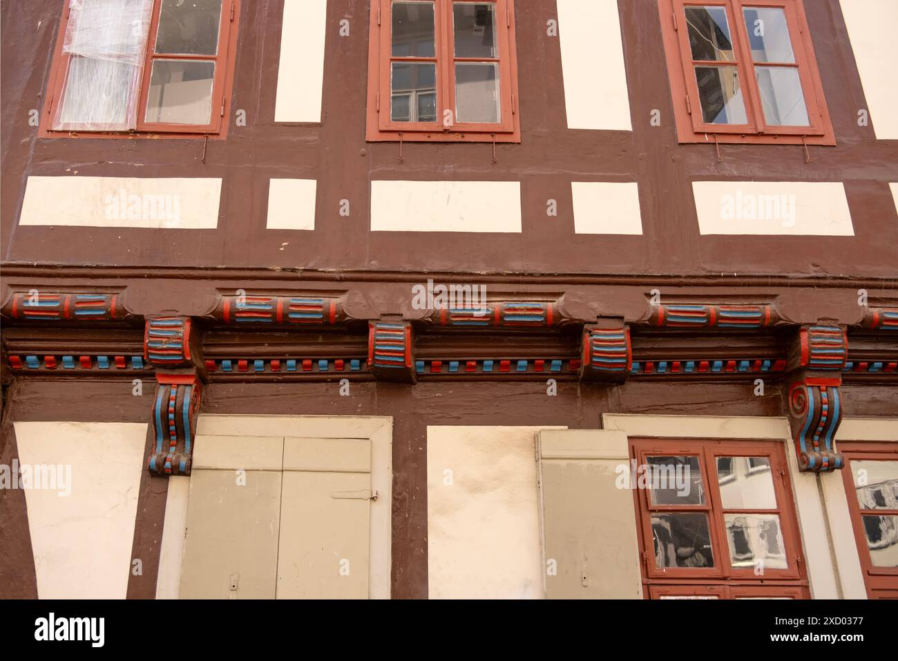 fragments old house, medieval building 13th century in European city ...