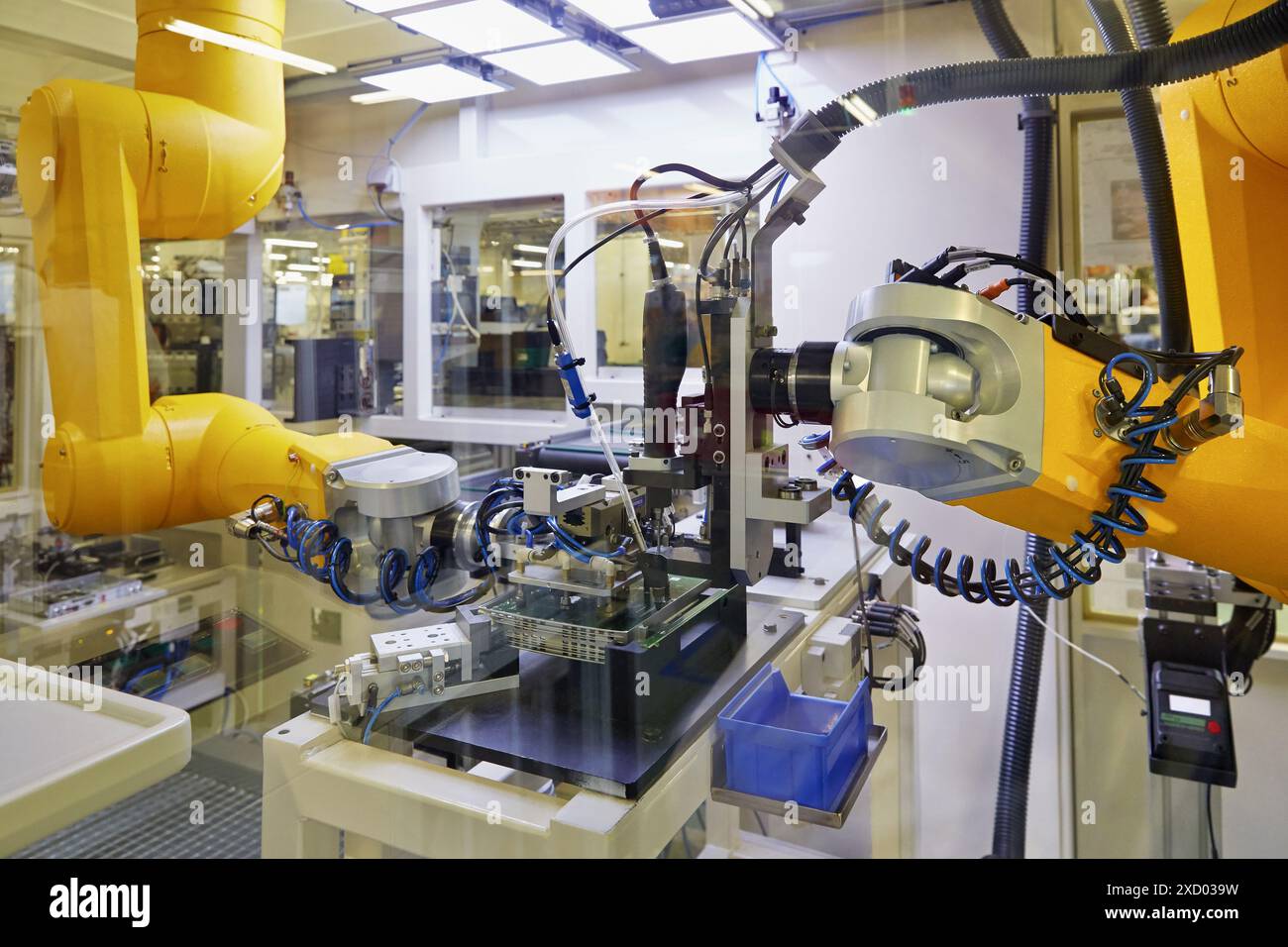 Automated production line. Plant manufacturing of electronic equipment ...