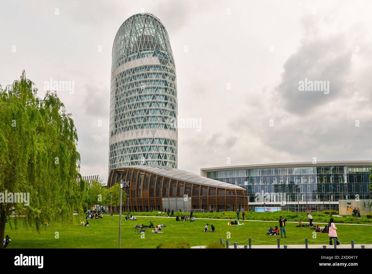 Ibm Studios and UnipolSai Tower skyscraper from the park of the Library ...