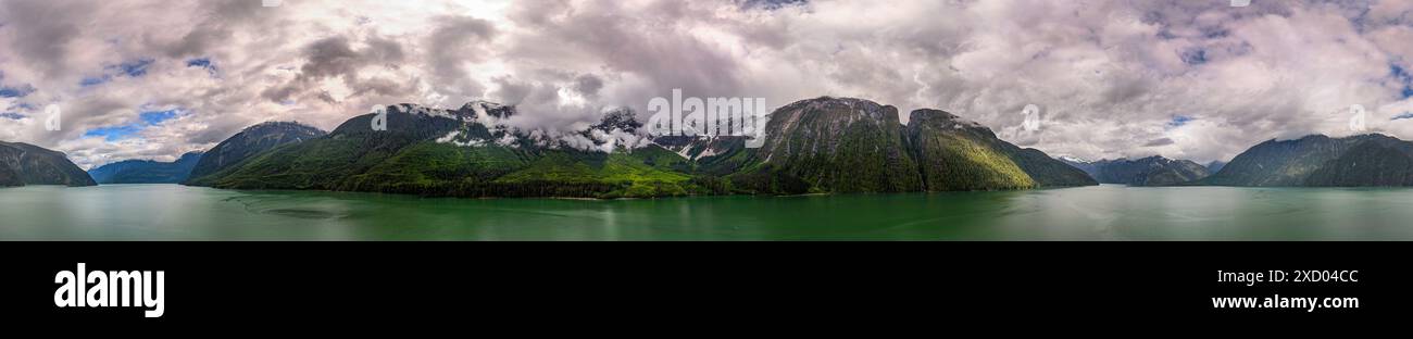 Panoramic aerial of Glacier Bay in beautiful Knight Inlet (Fjord ...