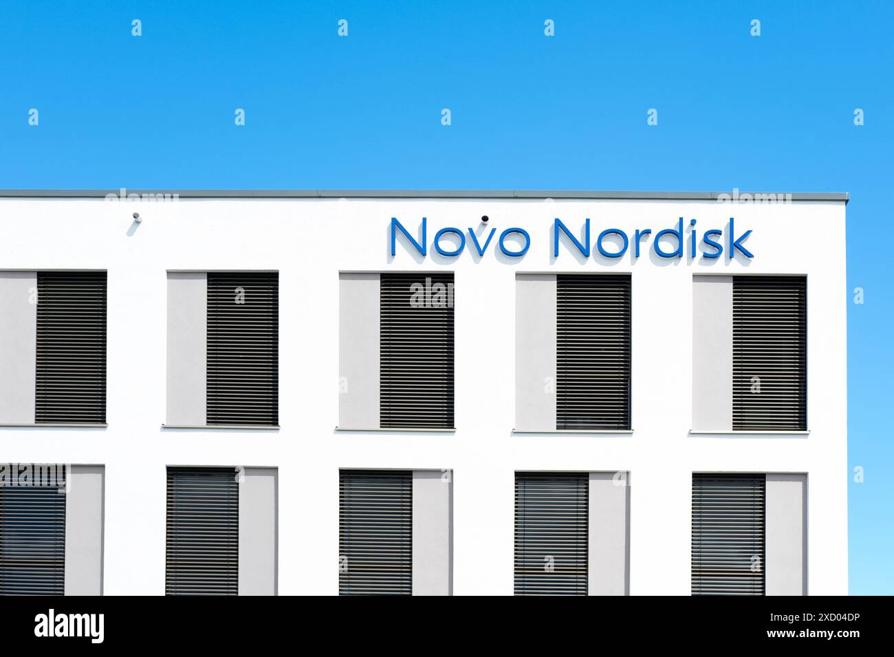 Novo Nordisk advertising logo on facade building, Danish pharmaceutical ...