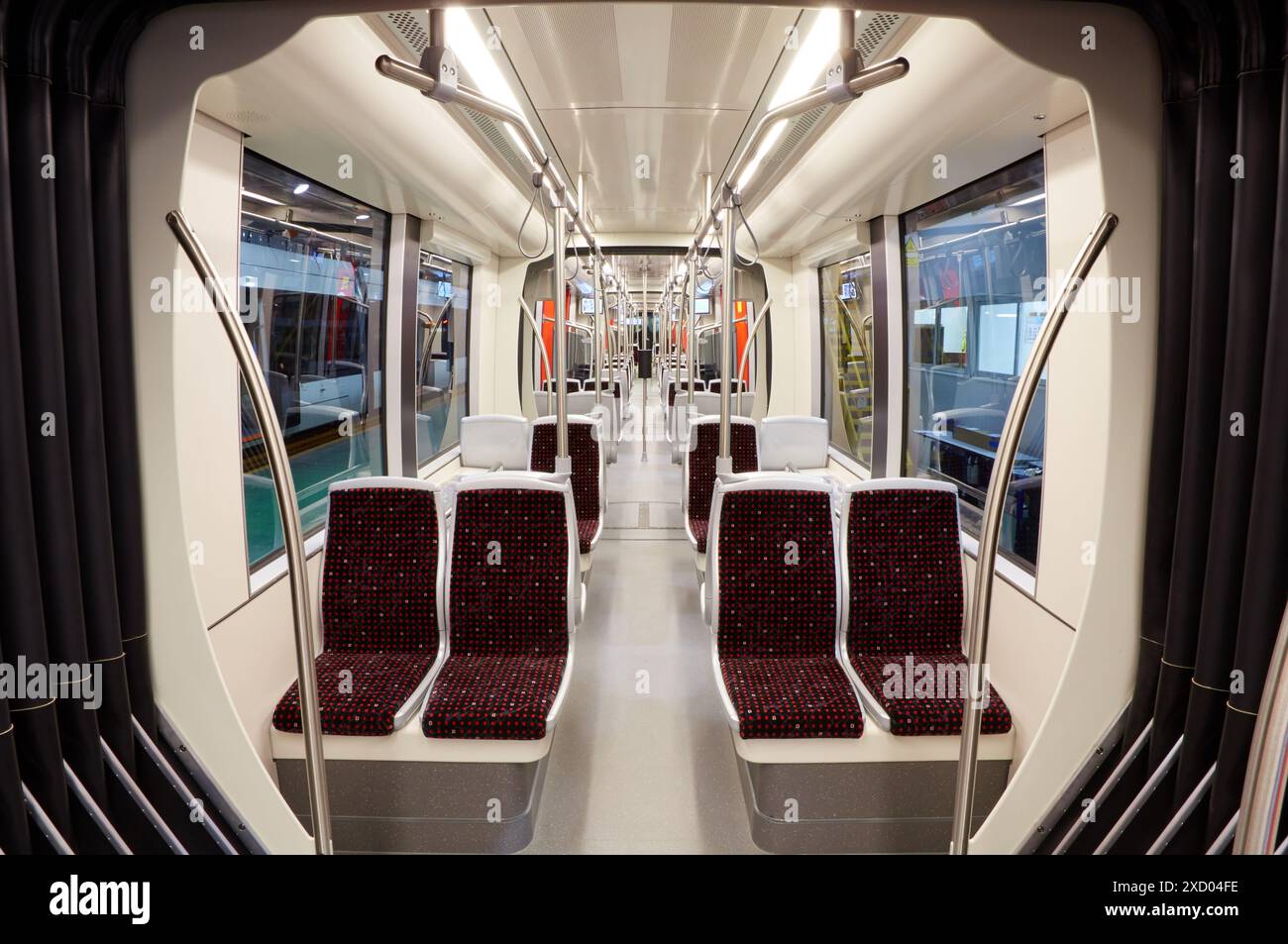 Interior of urban tram Stock Photo - Alamy