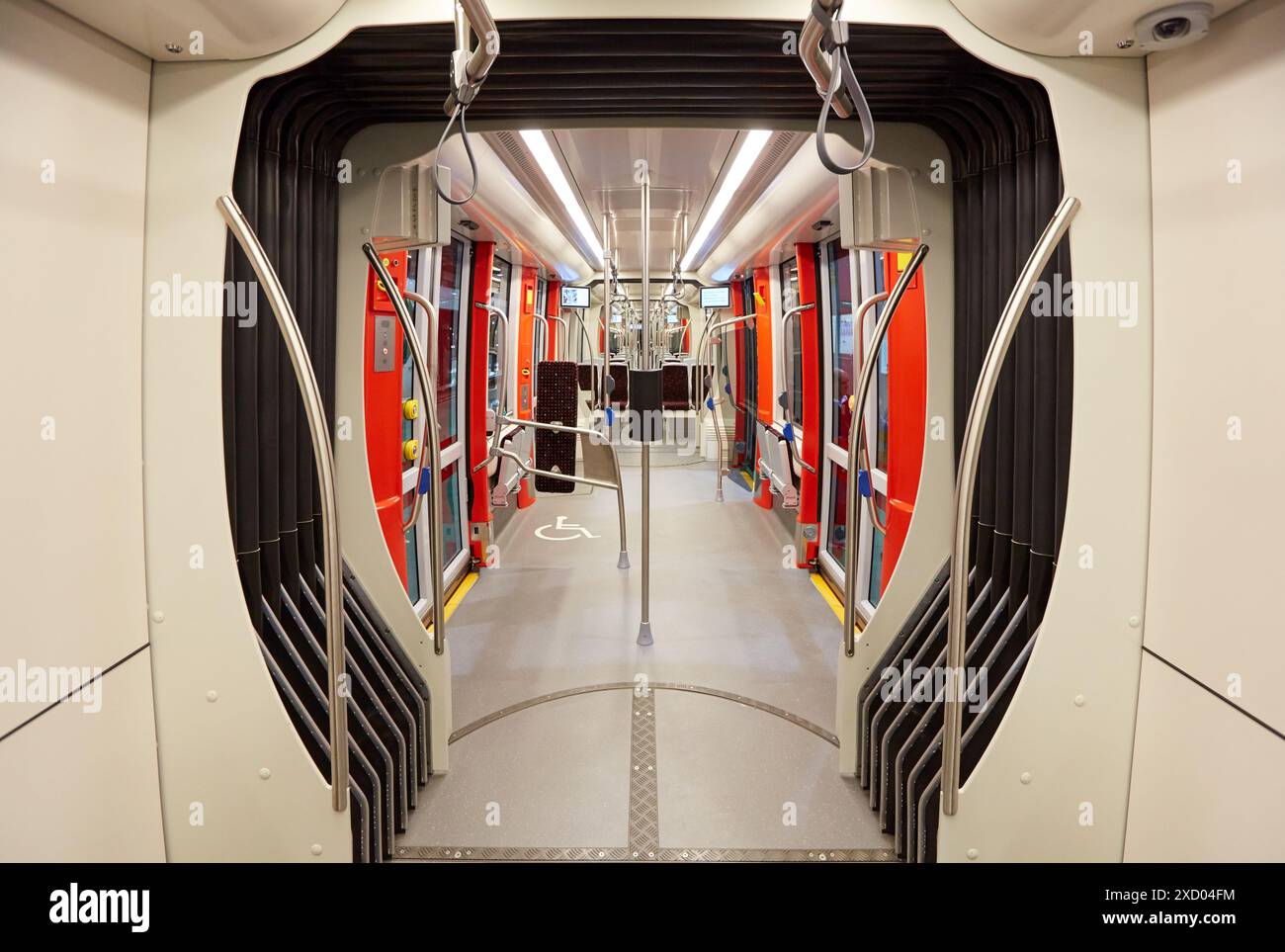 Interior of urban tram Stock Photo - Alamy