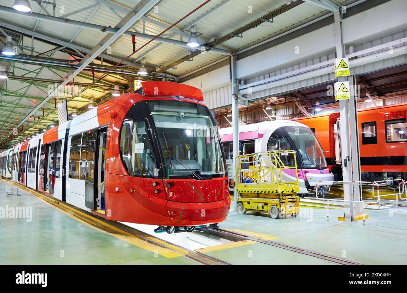 Assembly workshop trams. Manufacture of trains Stock Photo - Alamy