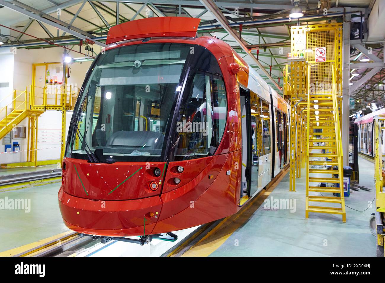 Assembly workshop trams. Manufacture of trains Stock Photo - Alamy