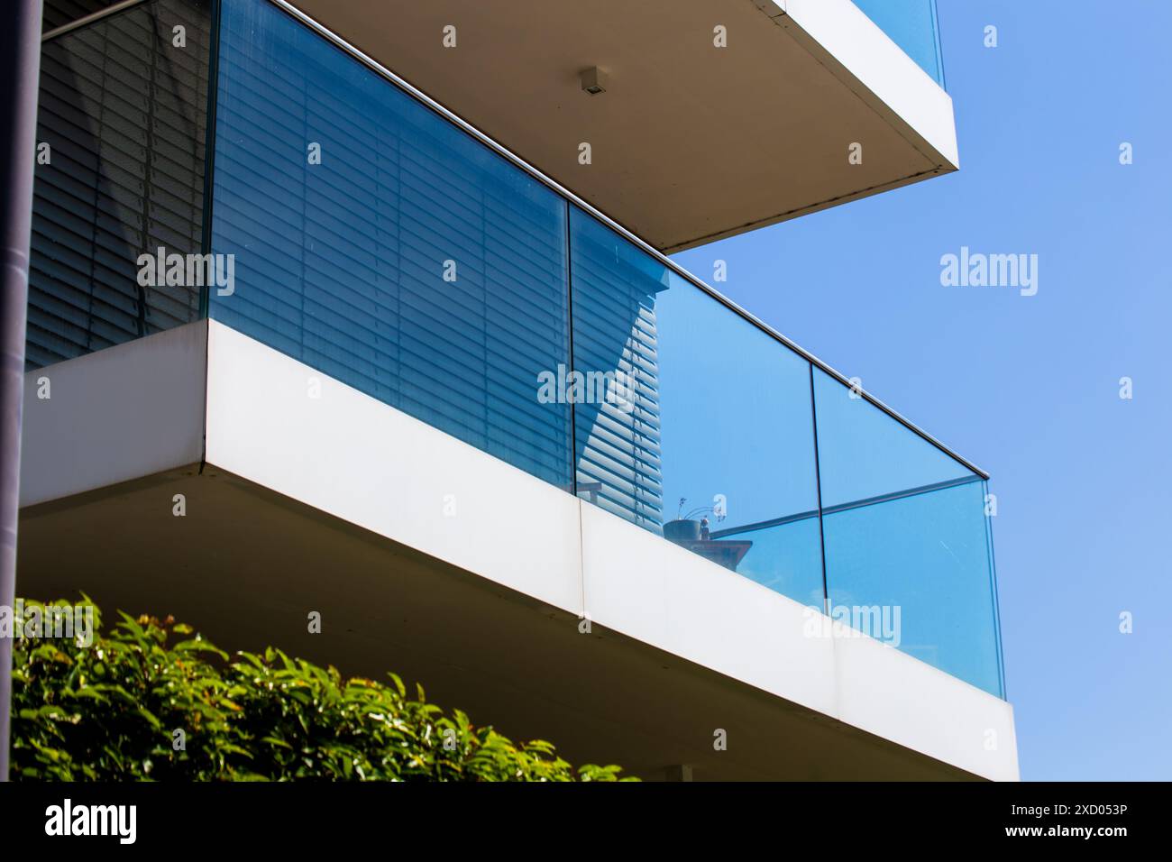 New modern glass balcony railing Stock Photo - Alamy