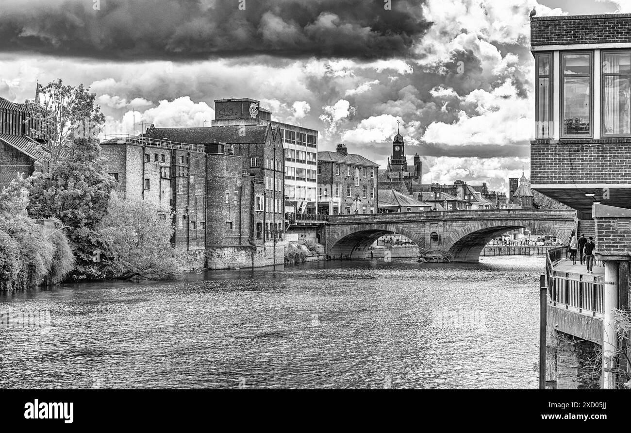 The Ouse Bridge in York. The 19th stone structure spans the River Ouse ...