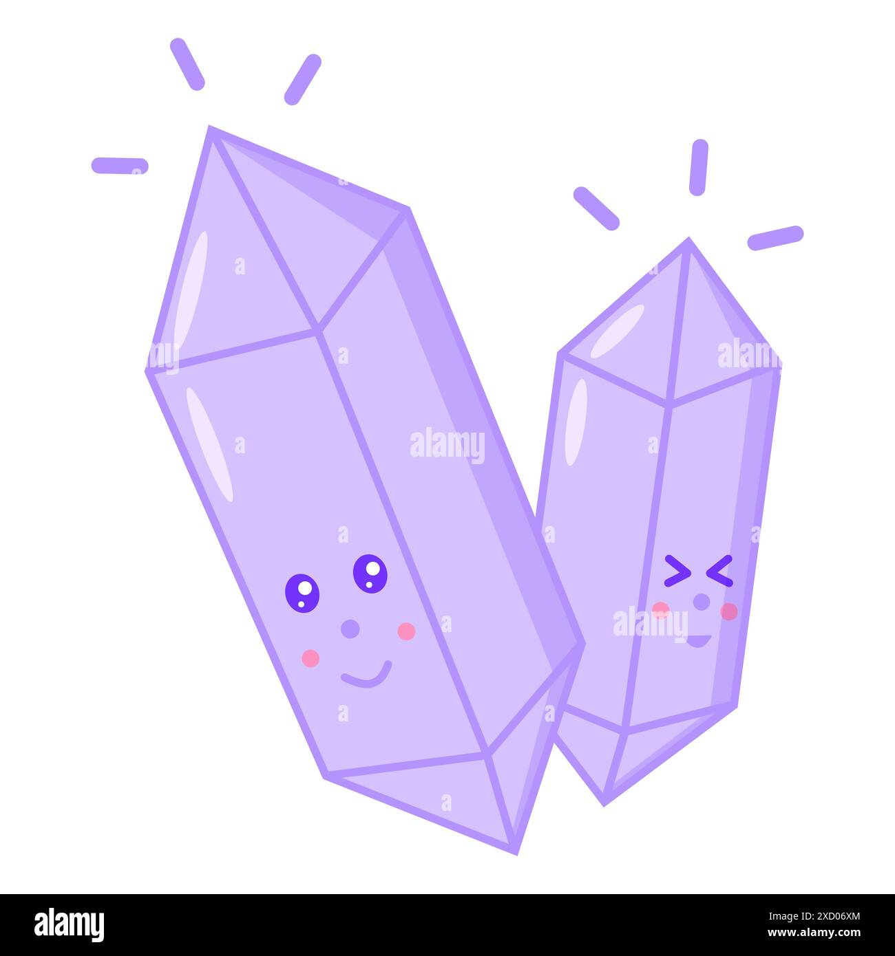 Cute magic crystals, childrens magic element in kawaii cartoon style ...