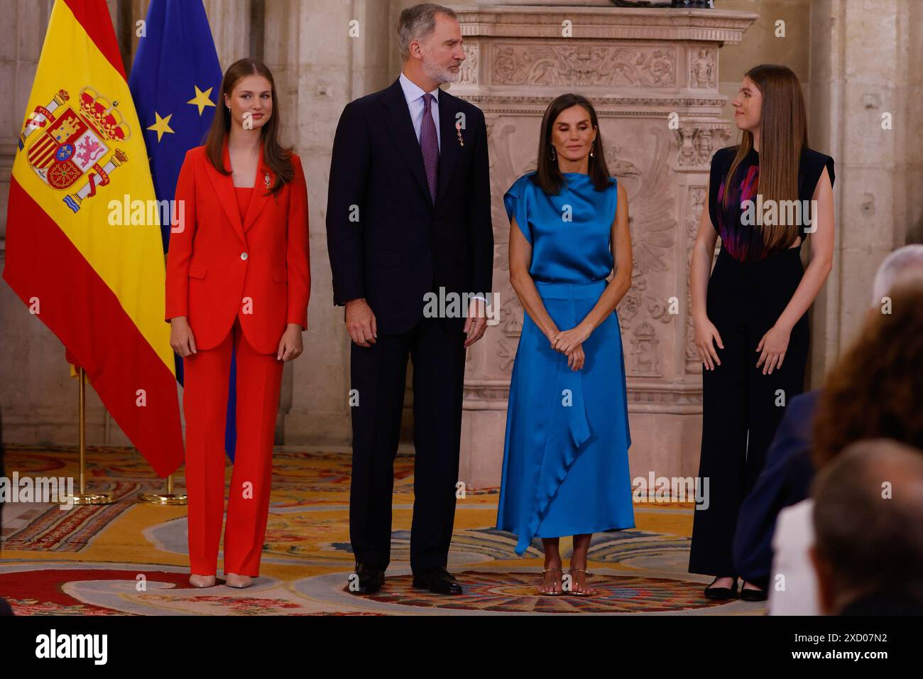 Princes Leonor of Spain, King Felipe VI, Queen Letizia and Sofia during ...
