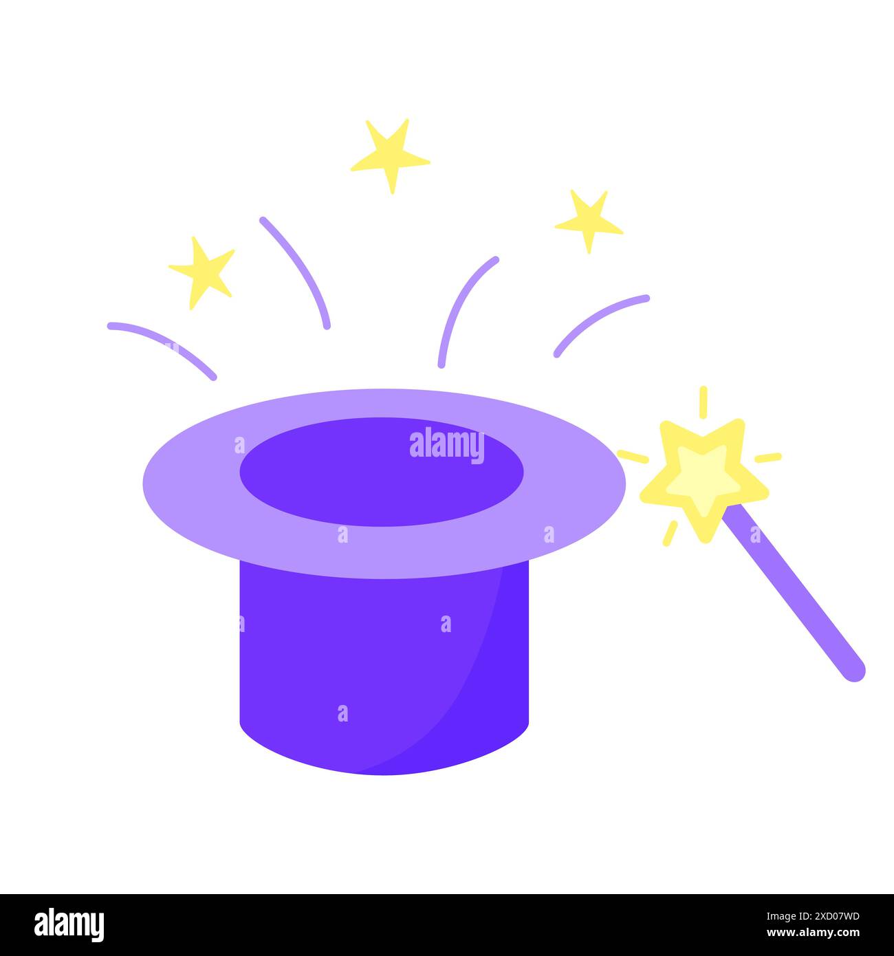 Wizard or magician hat and magic wand, childrens magic element in ...