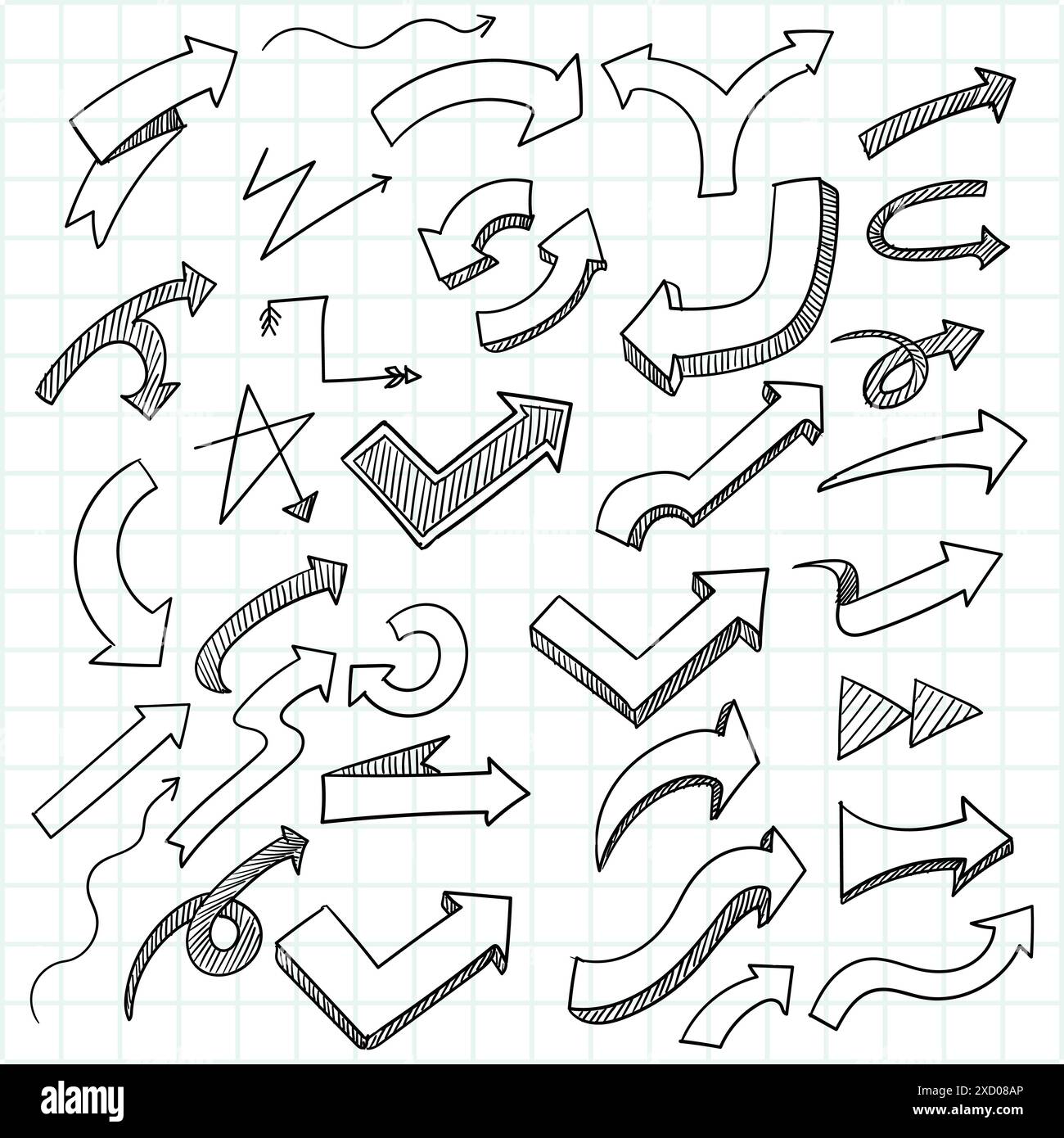 Hand draw doodle arrow sketch set design Stock Vector Image & Art - Alamy