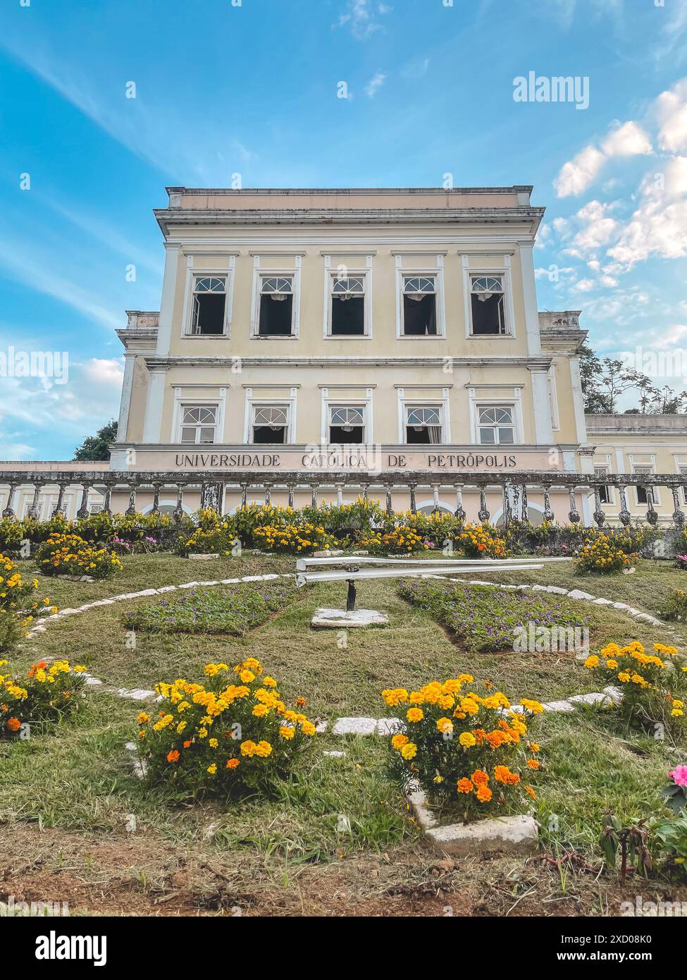 Flower Clock with the Catholic University in the background. Petropolis ...