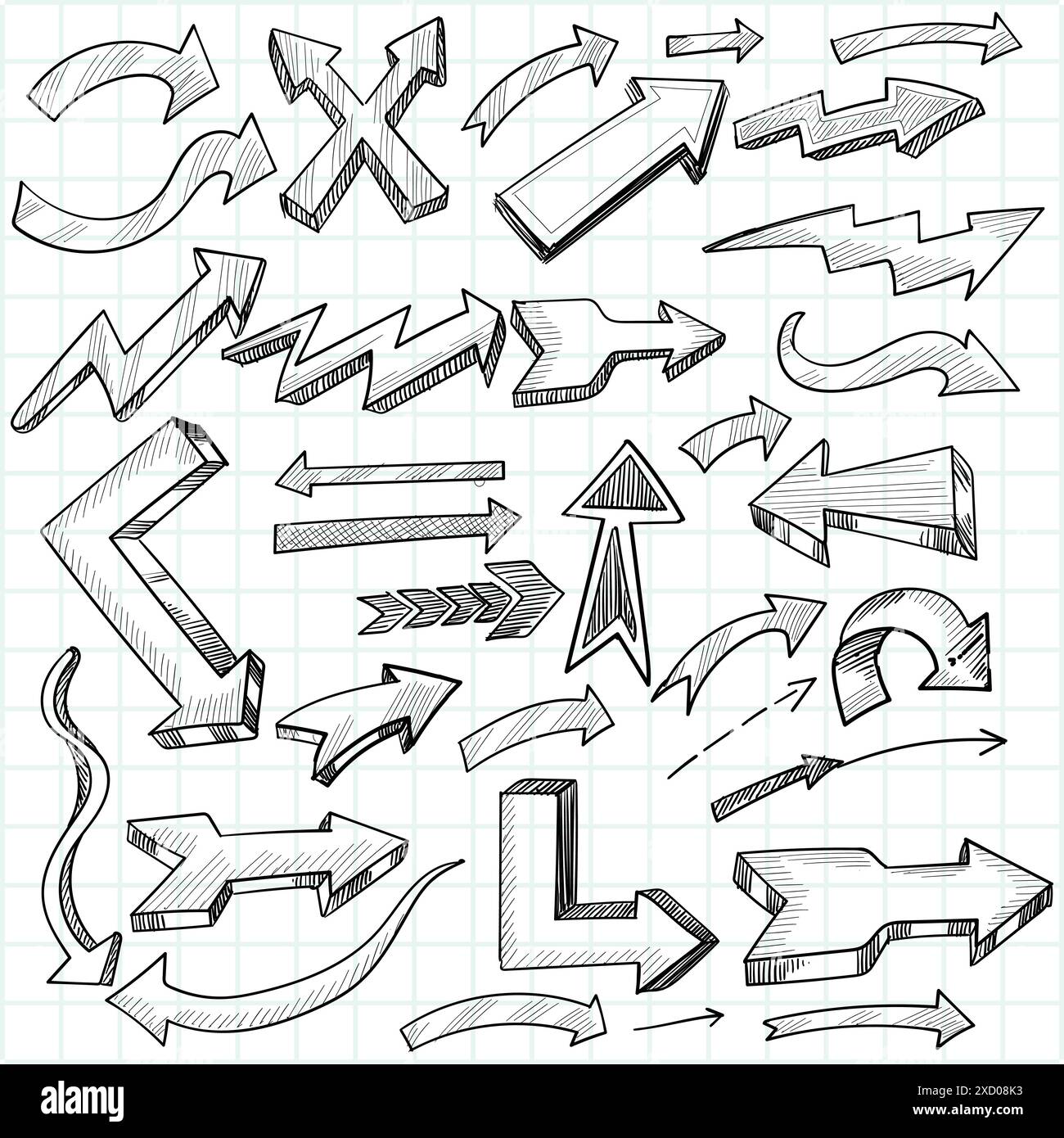 Hand drawn directional arrows set sketch design Stock Vector Image ...