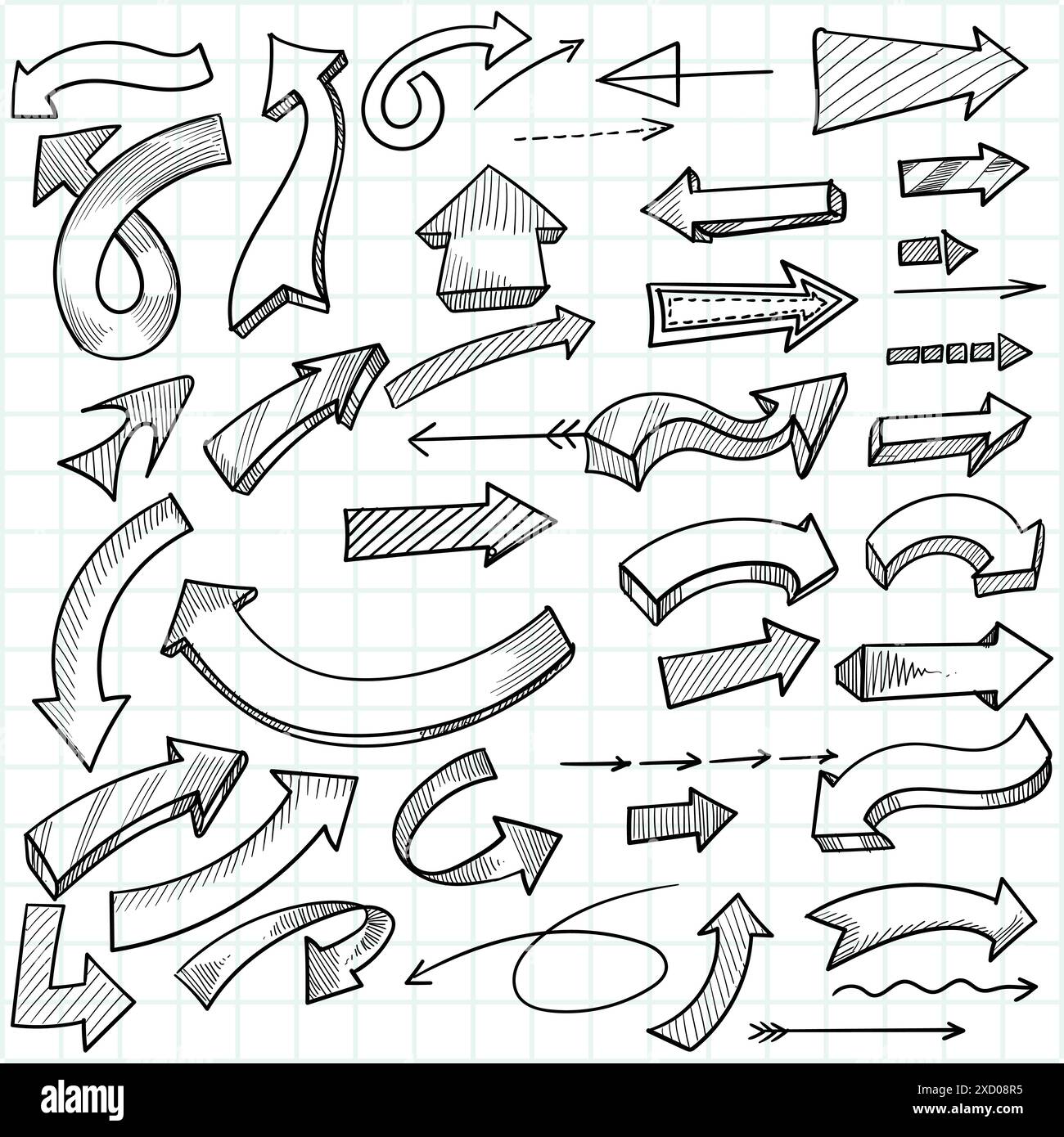 Hand drawn creative directional arrow set Stock Vector Image & Art - Alamy