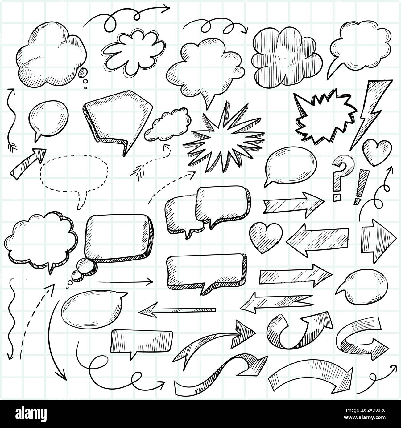 Hand drawn cartoon doodle speech bubbles sketch design Stock Vector ...