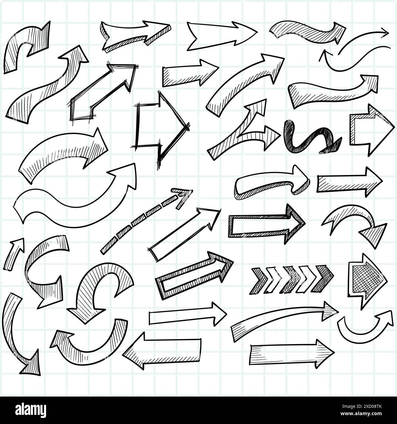 Hand drawn creative directional arrow set Stock Vector Image & Art - Alamy