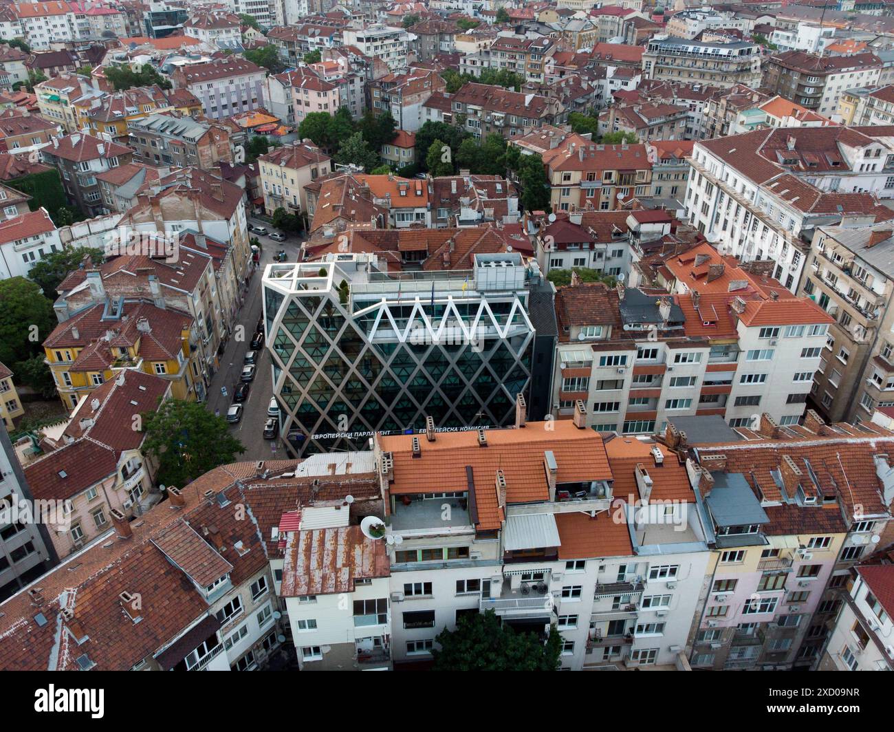 Aerial drone view over the downtown of the capital of Bulgaria - Sofia ...