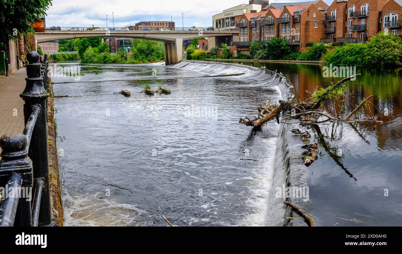 A view across the River Wear at Milburngate Bridge area in Durham city ...