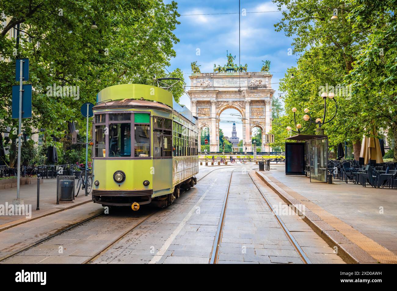 Milano. Porta Sempione City Gate, landmark triumphal arch called Arco ...
