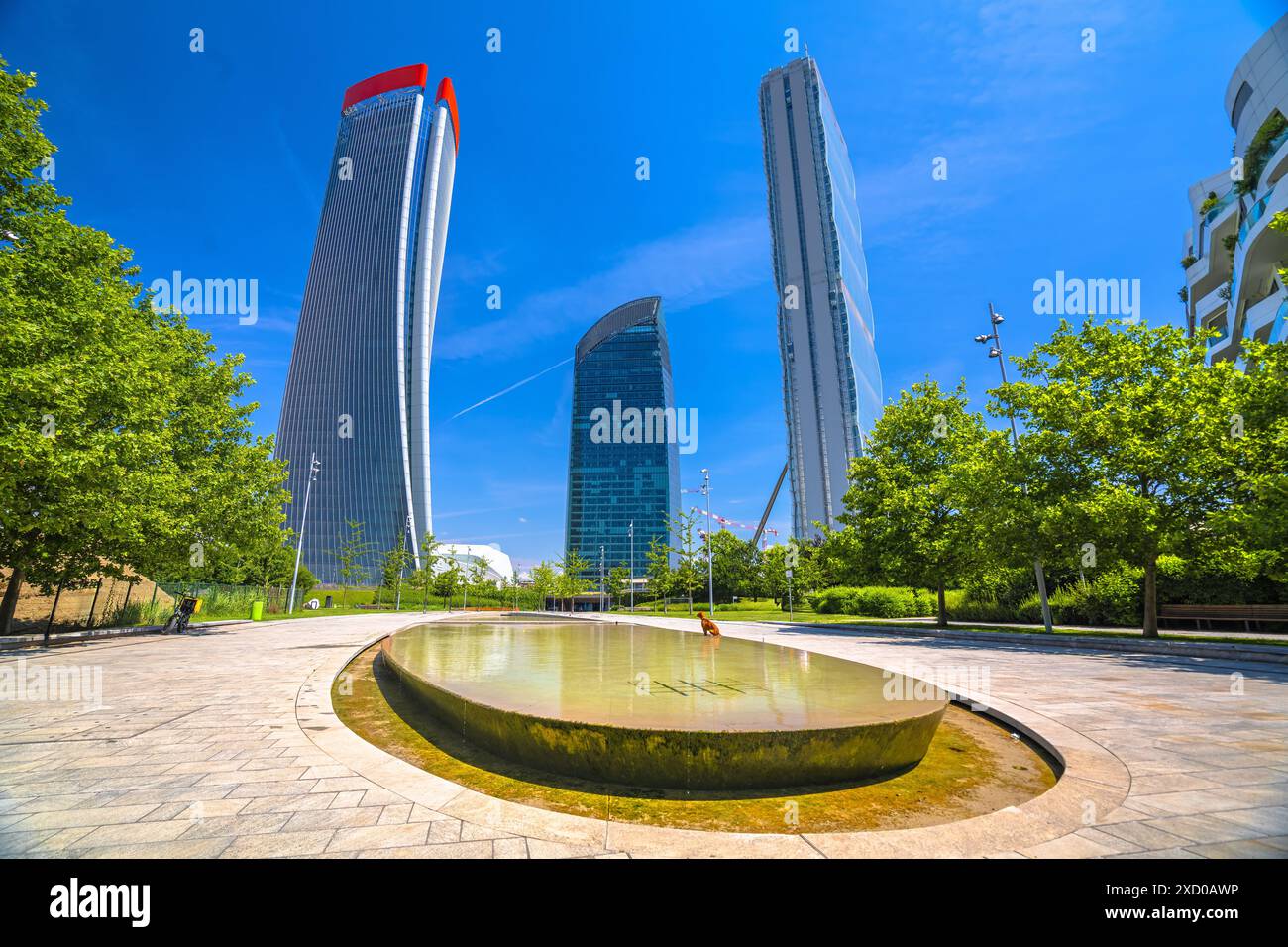 Milan business district Tre Torri skyscrapers view, Lombardy region of ...