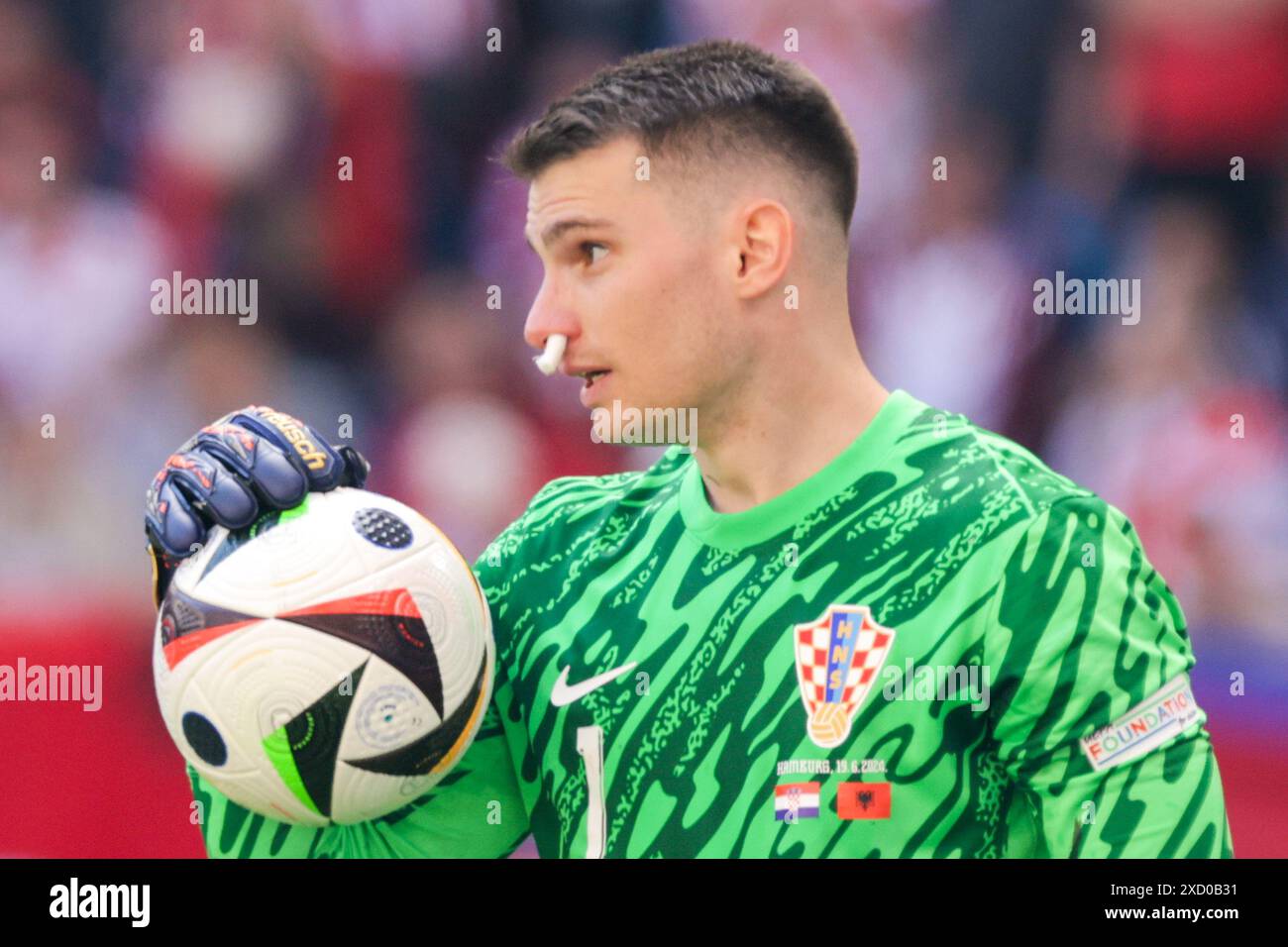 HAMBURG, GERMANY - JUNE 19: Croatia Goalkeeper Dominik Livakovic during ...