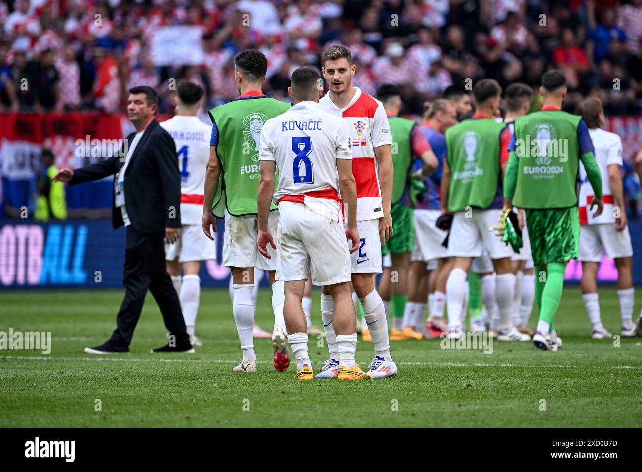 HAMBURG, GERMANY - JUNE 19: Mateo Kovacic and Josip Stanisic of Croatia ...