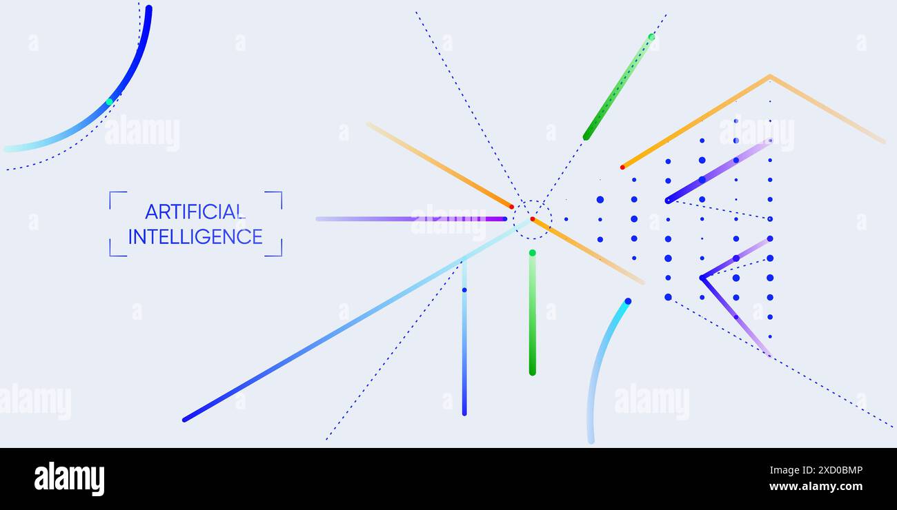 Illustration of abstract stream. Artificial intelligence. Big data ...