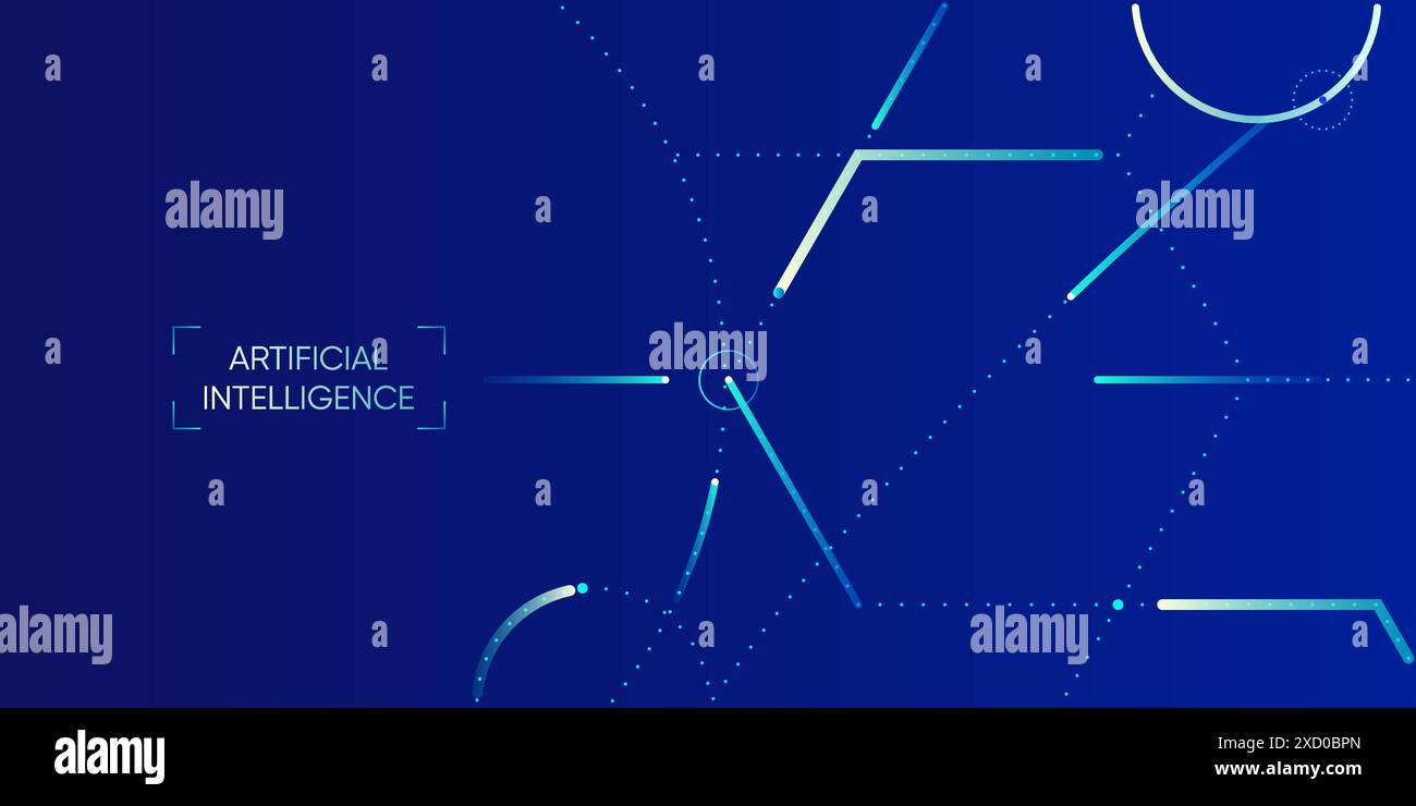 Illustration of abstract stream. Artificial intelligence. Big data, technology, AI, data ...