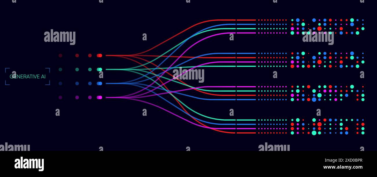 Illustration of abstract stream. Artificial intelligence. Big data ...