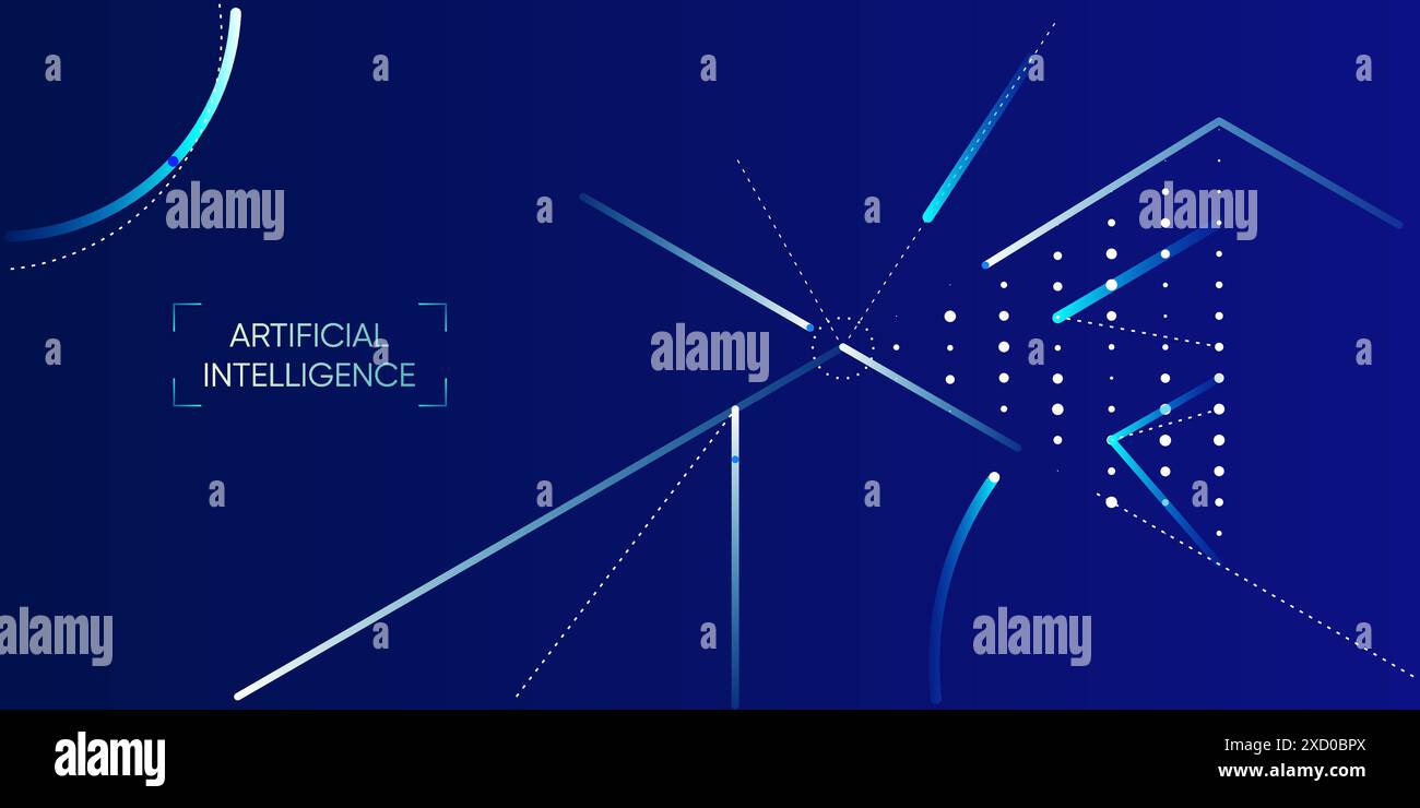 Illustration of abstract stream. Artificial intelligence. Big data, technology, AI, data ...