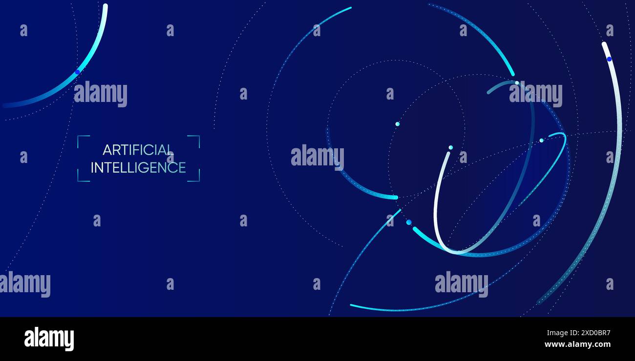 Illustration of abstract stream. Artificial intelligence. Big data ...